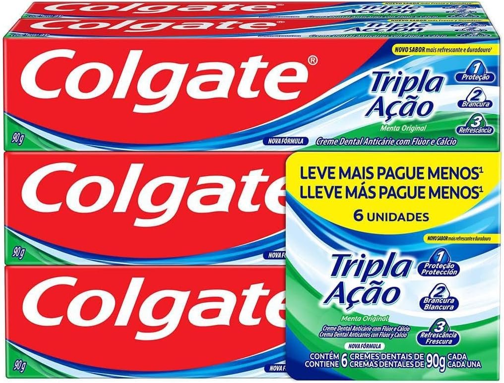 Avaliação Colgate Creme Dental Tripla Ação Menta 90g - Pacote 6 Unid.
